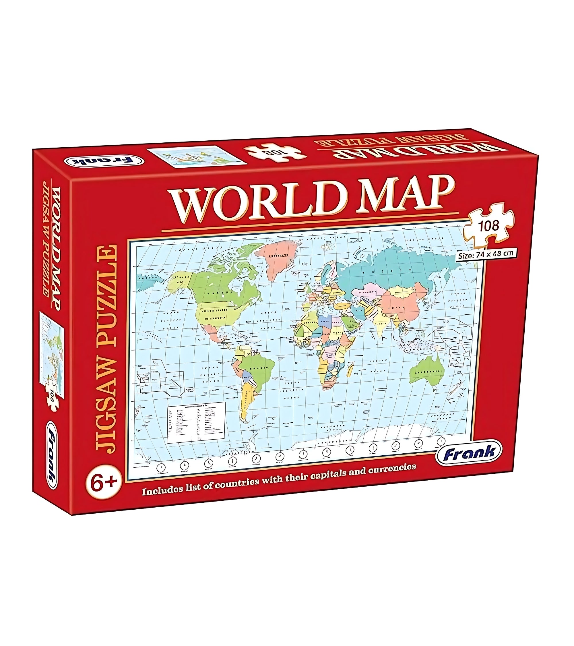 Frank World Map Giant Jigsaw Puzzle – 108 Pieces Educational Puzzle wi ...